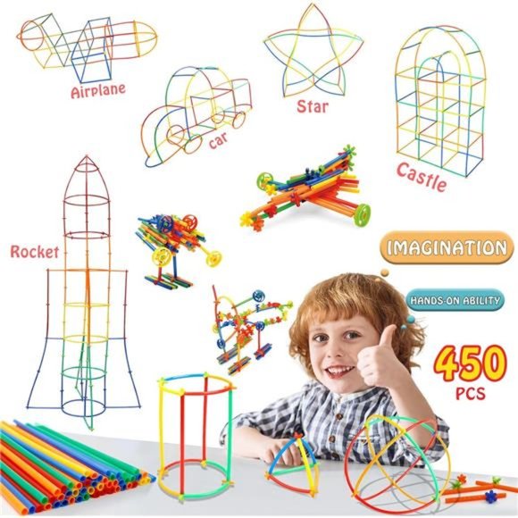 Toys | Straw Stem Building Toys 45pcs Interlocking Plastic Toys Kit For ...